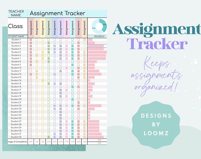 Google Sheets Assignment Tracker | Digital Planner for Teachers ...