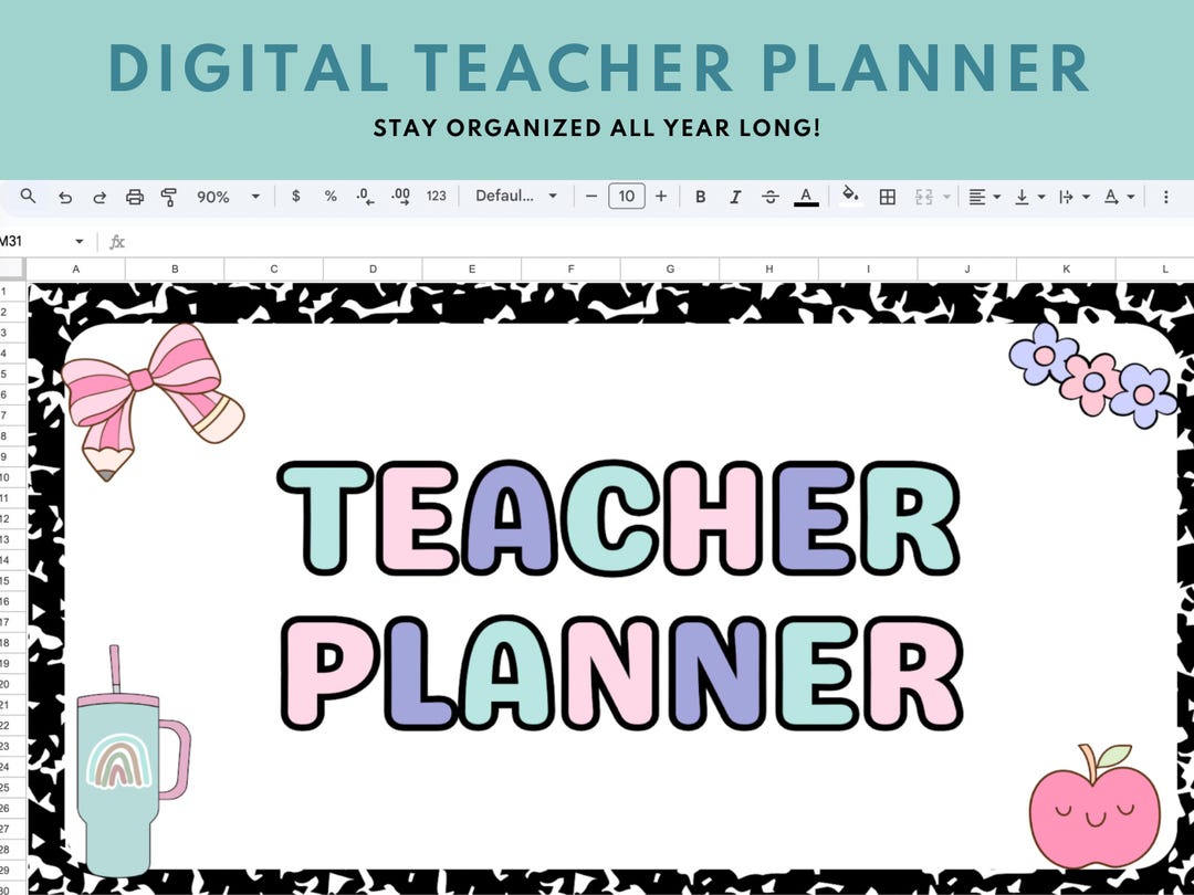Digital Teacher Planner | Editable Google Sheets Planner for Teachers ...