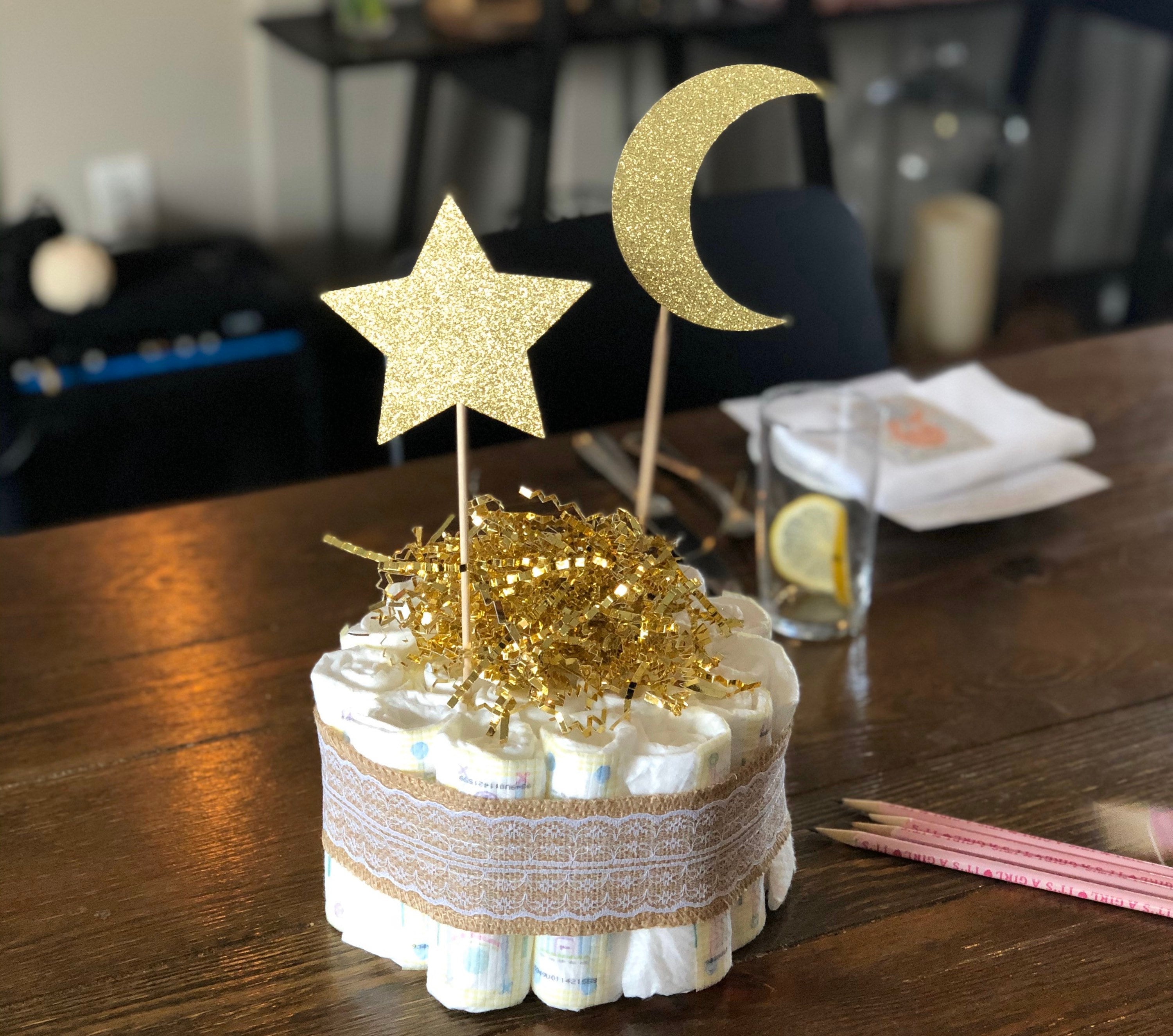 Star & Moon Centerpieces Stars and Moons on Sticks Glitter | Etsy