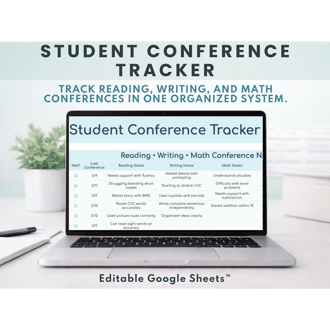 Student Conference Tracker Google Sheets | Small Group Reading Writing ...