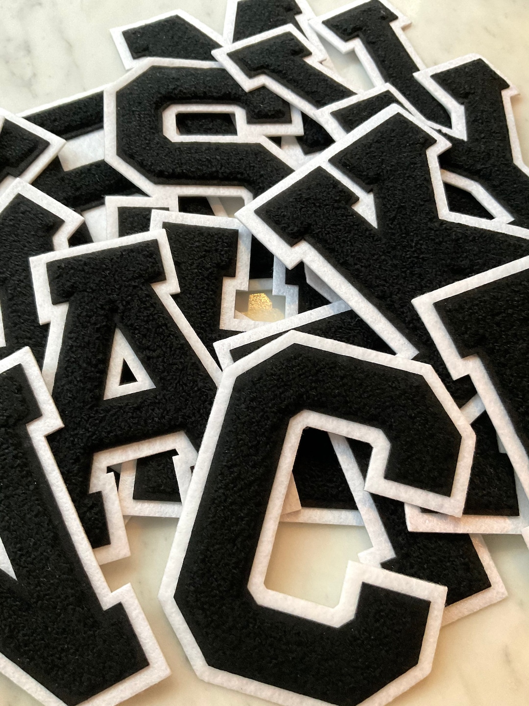 New 4.5inch Chenille Iron on Letter, Varsity Black Felt, Alphabet, Iron ...