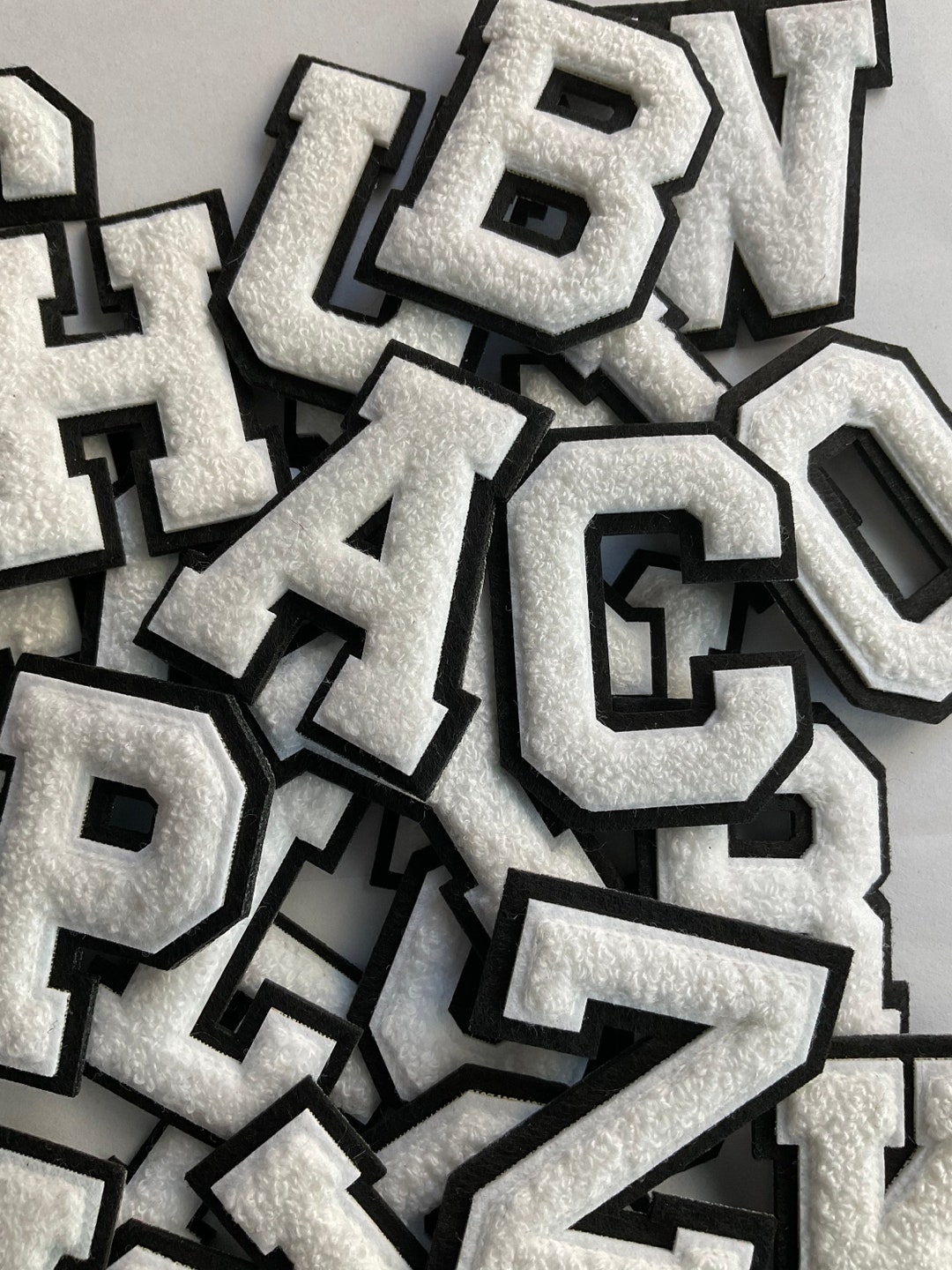 New 2.5inch Chenille Iron on Letter, Varsity White Felt, Alphabet, Iron ...