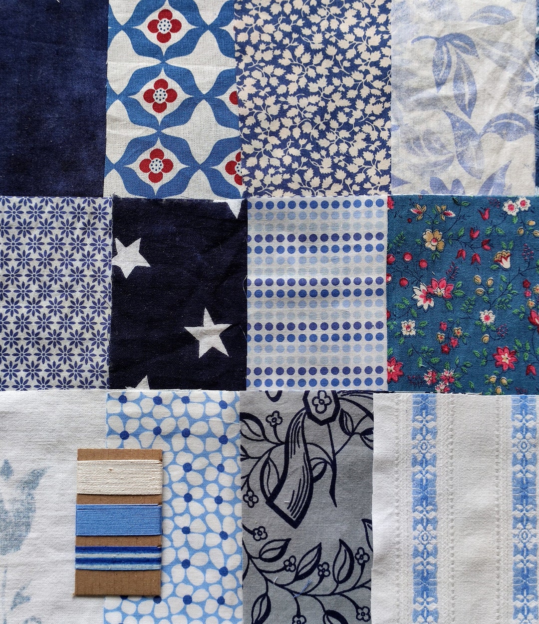 Fabric Scraps, Slow Stitching or Sewing Craft Kit, Sashiko, Boro ...