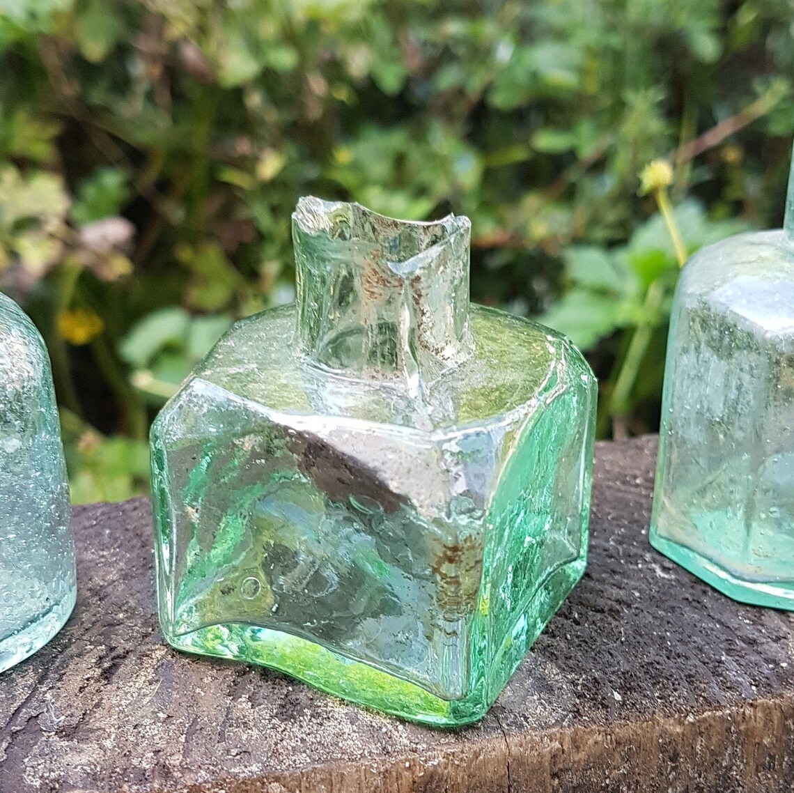 Three Late Victorian Glass Ink Wells of various styles lovely | Etsy