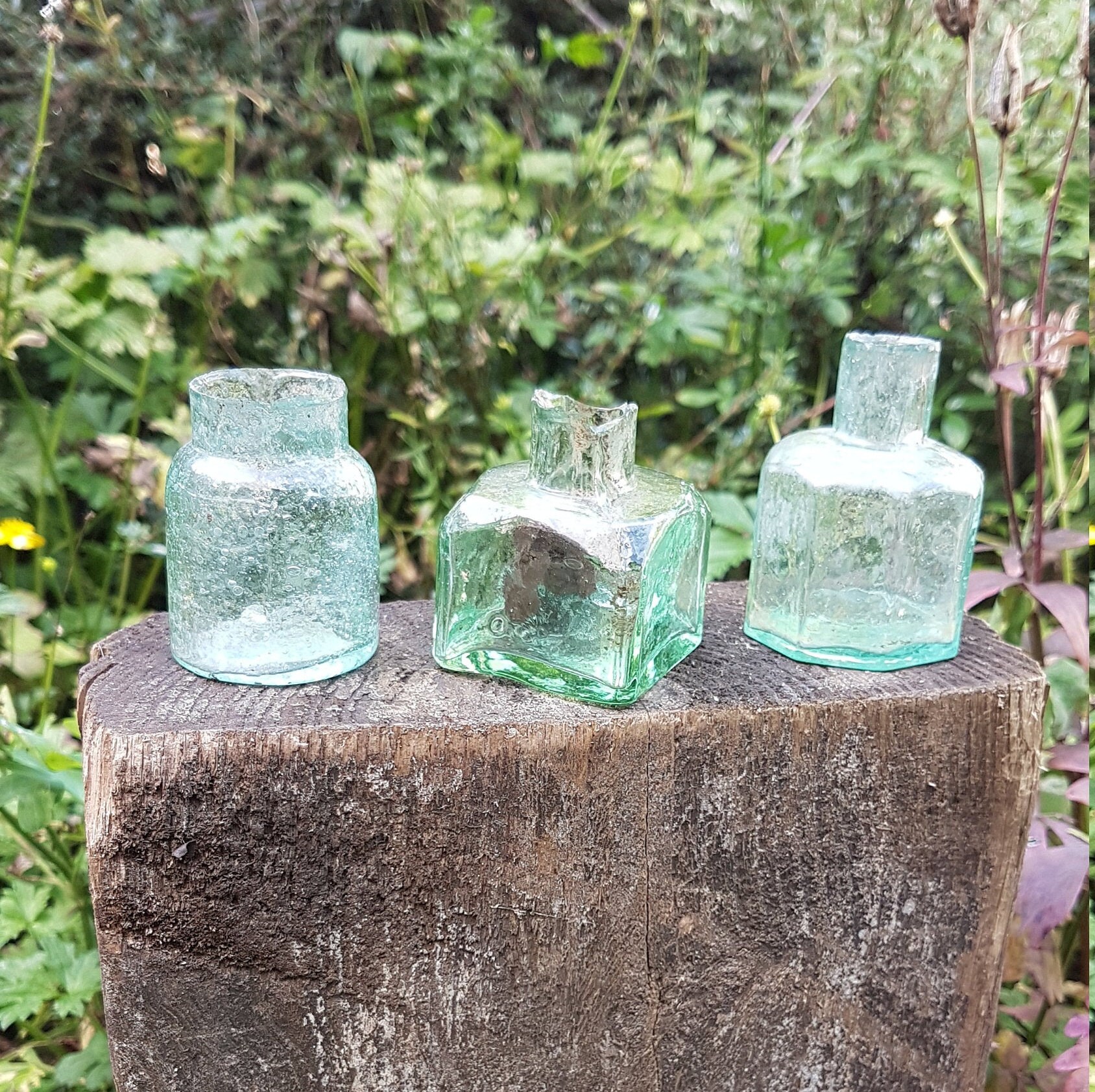 Three Late Victorian Glass Ink Wells of various styles lovely | Etsy