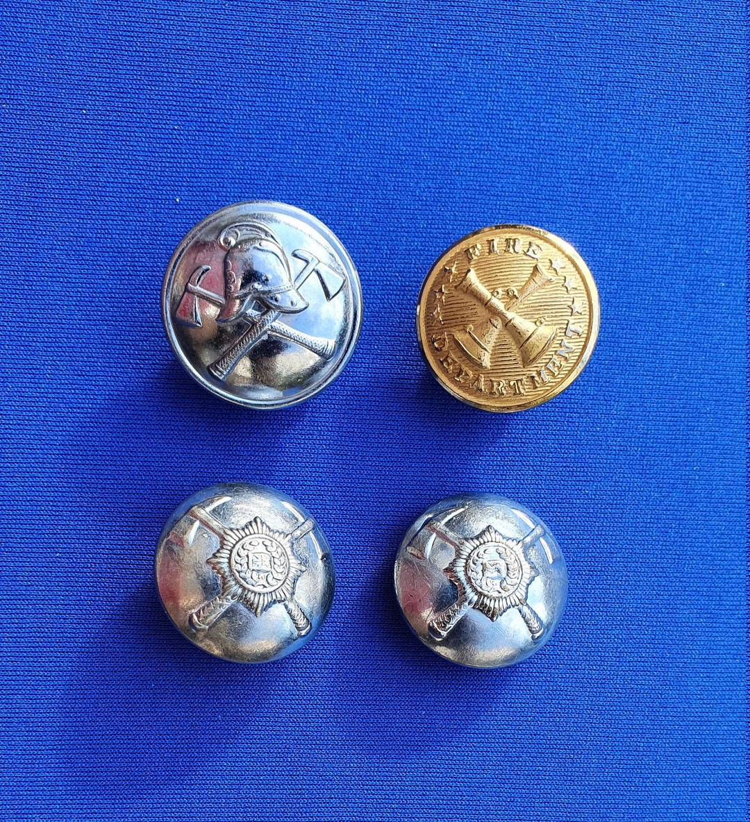 4 British Fire Service Buttons Vintage Military Uniform Buttons/lapel ...