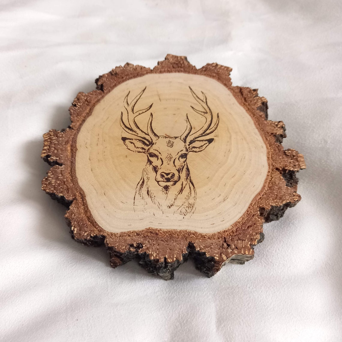 Natural Wooden Coasters Set Deer Animal Rustic Coasters Deer - Etsy