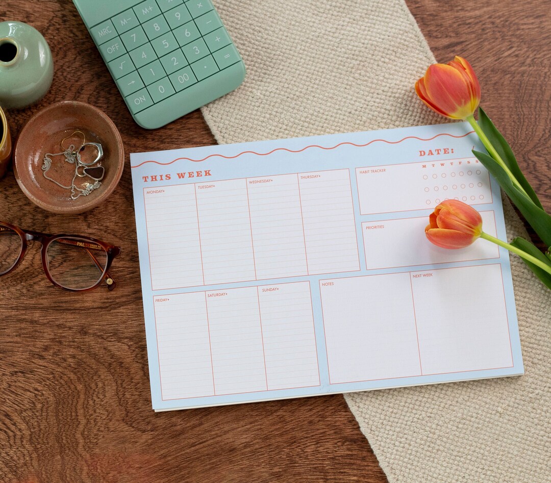 A4 Weekly Planner Blue Wiggle - WFH Planner Pad - To-do List - Everyday ...