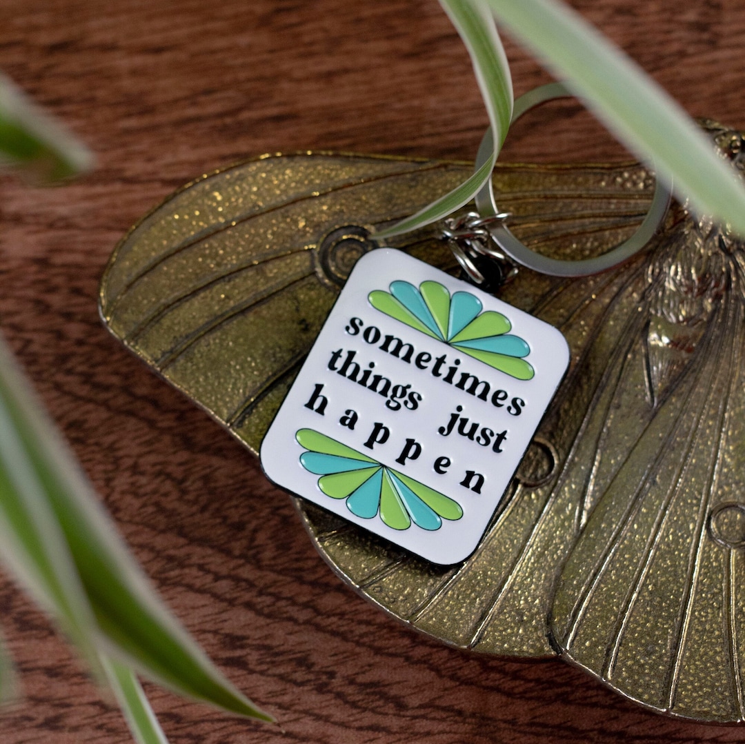 Sometimes Things Just Happen Retro Enamel Keychain: Positive Quote, Black Metal Keyring - Etsy