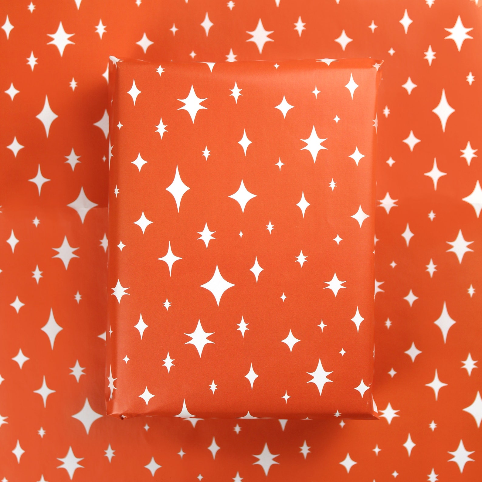 Red Star Print Wrapping Paper Sheet - Sparkle Festive Christmas Gift ...