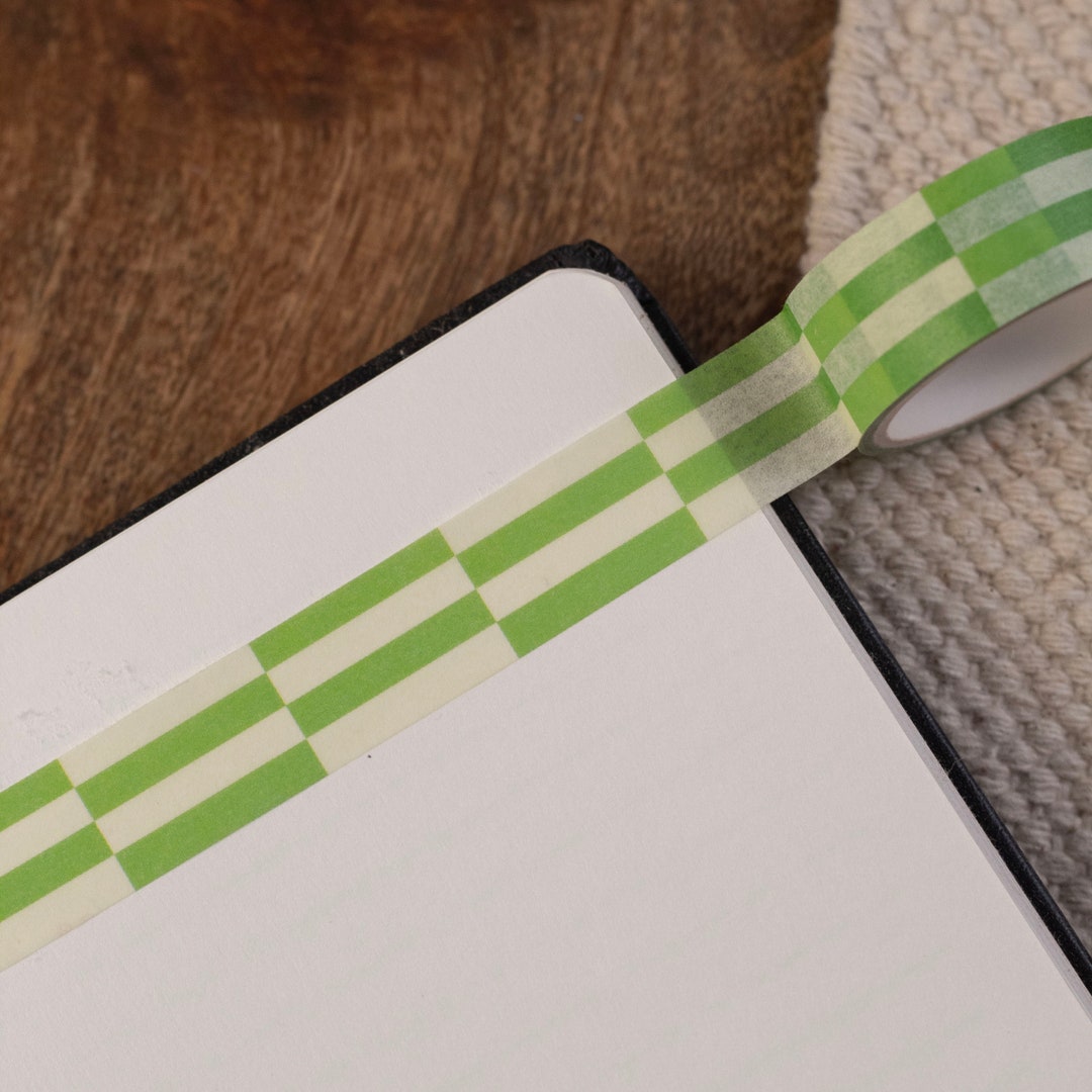 Checkerboard Washi Tape - Green and White Checkered Paper Tape - Retro ...