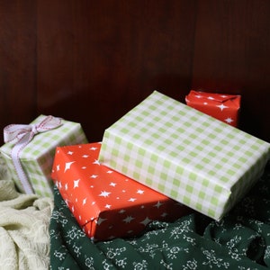 Red Star Print Wrapping Paper Sheet - Sparkle Festive Christmas Gift ...