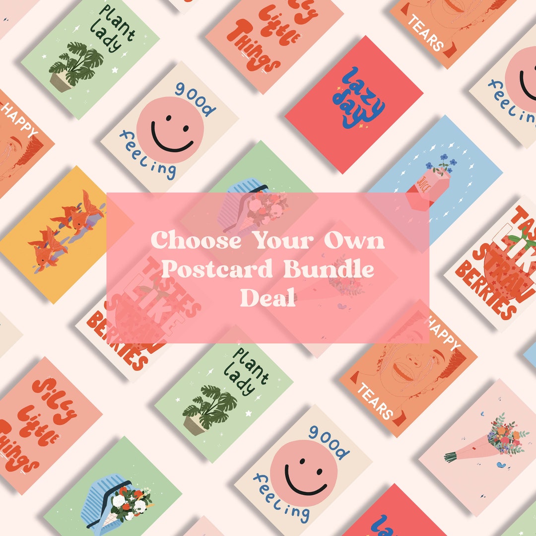 Pick Your Own Pack of 4 Postcards Mix and Match Illustrated Mini Print ...