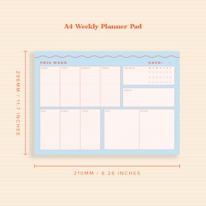 A4 Weekly Planner Blue Wiggle WFH Planner Pad To-do List Everyday ...