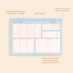 A4 Weekly Planner Blue Wiggle - WFH Planner Pad - To-do List - Everyday ...