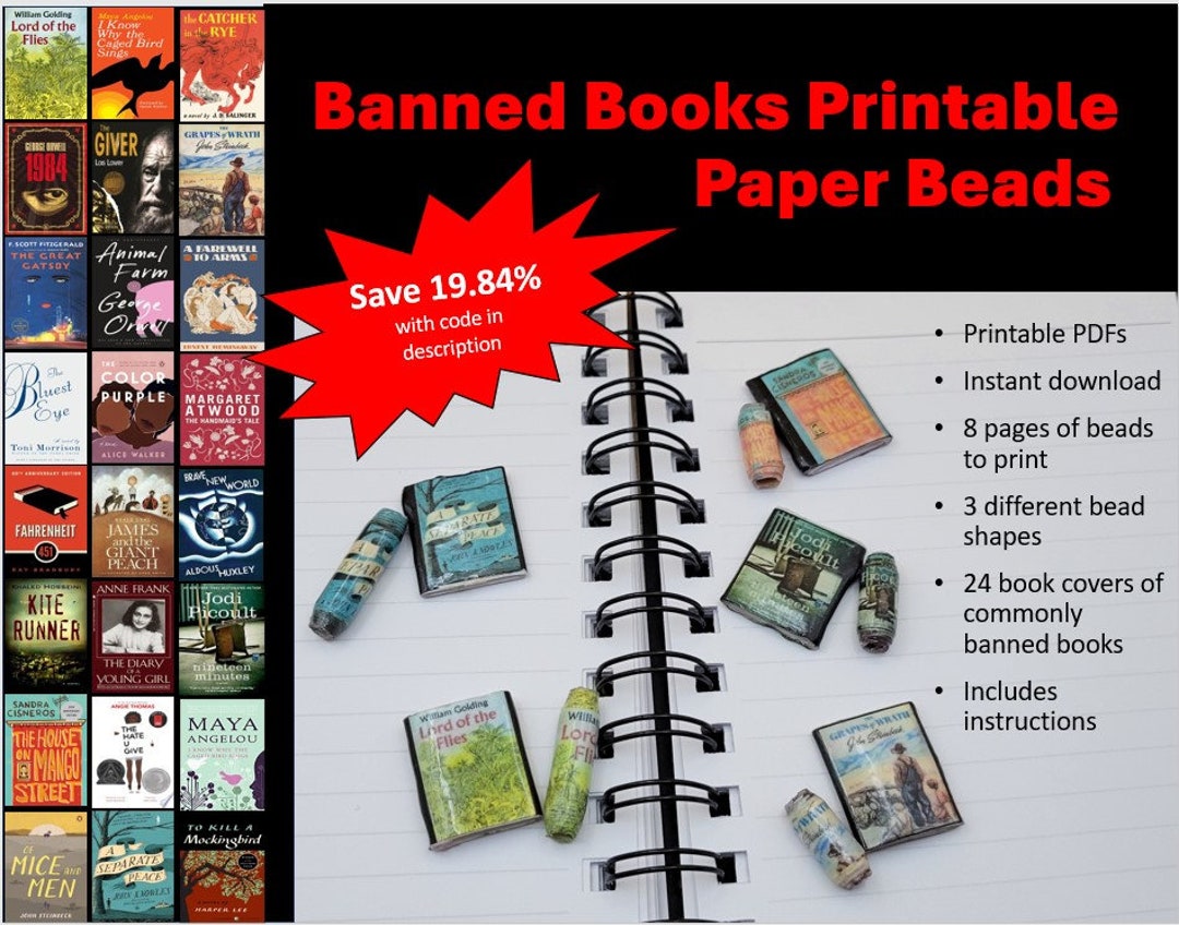 Banned Books Printable Paper Bead Templates DIY Craft for - Etsy