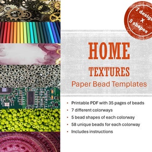 35 Pages Home Textures Paper Bead Templates Printable PDF With 7 ...