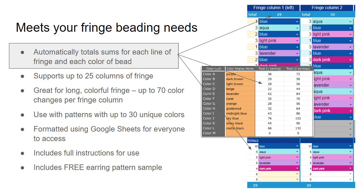 EZ Bead Fringe Pattern Tool - Template for Beading Earrings, Necklaces ...