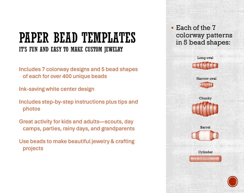 35 Pages Home Textures Paper Bead Templates Printable PDF - Etsy