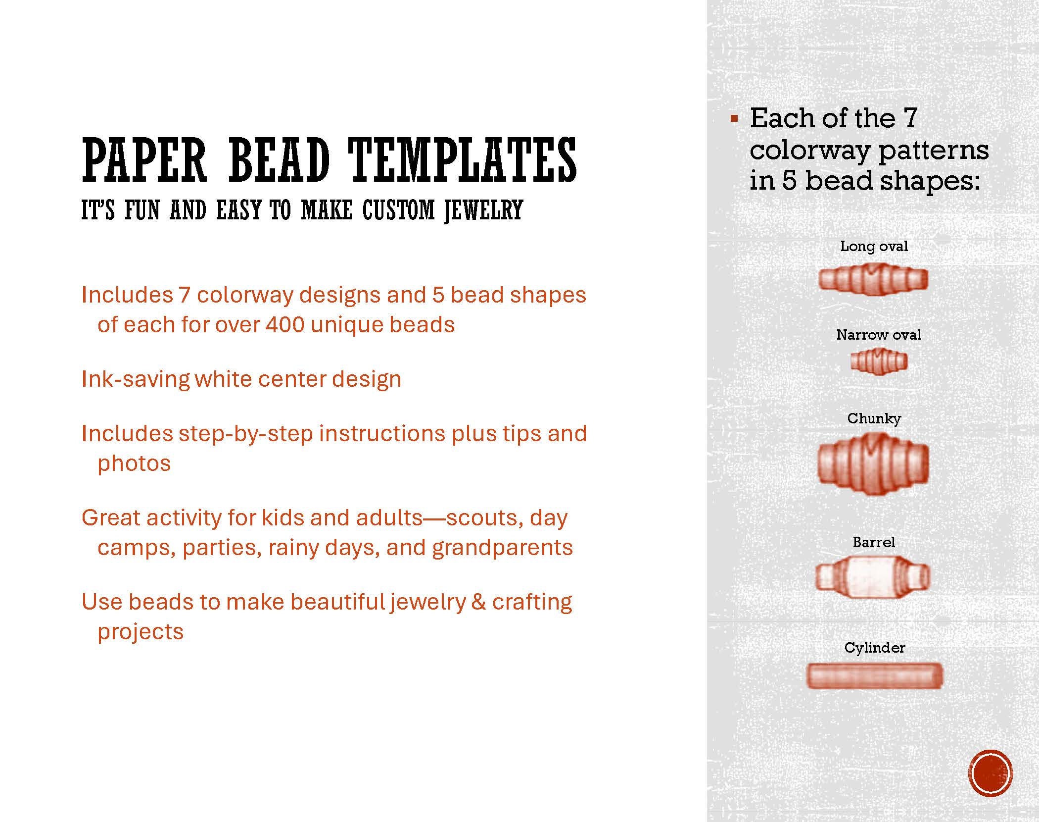 35 Pages Home Textures Paper Bead Templates Printable PDF With 7 ...