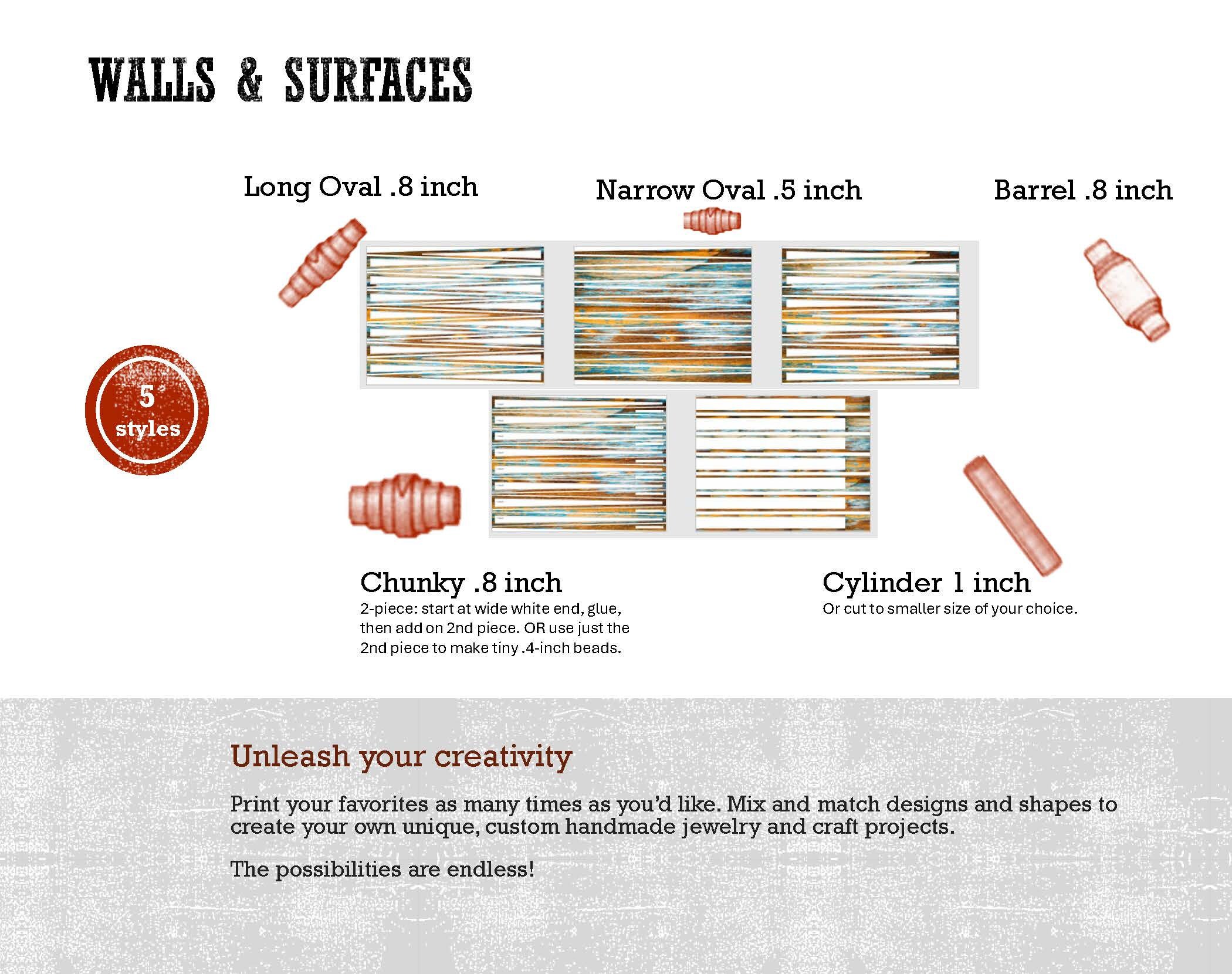 35 Pages Surface Textures Paper Bead Templates Printable PDF With 7 ...