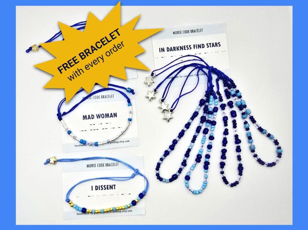 Customized Friendship Bracelet in Morse Code | Blue Adjustable Bead ...