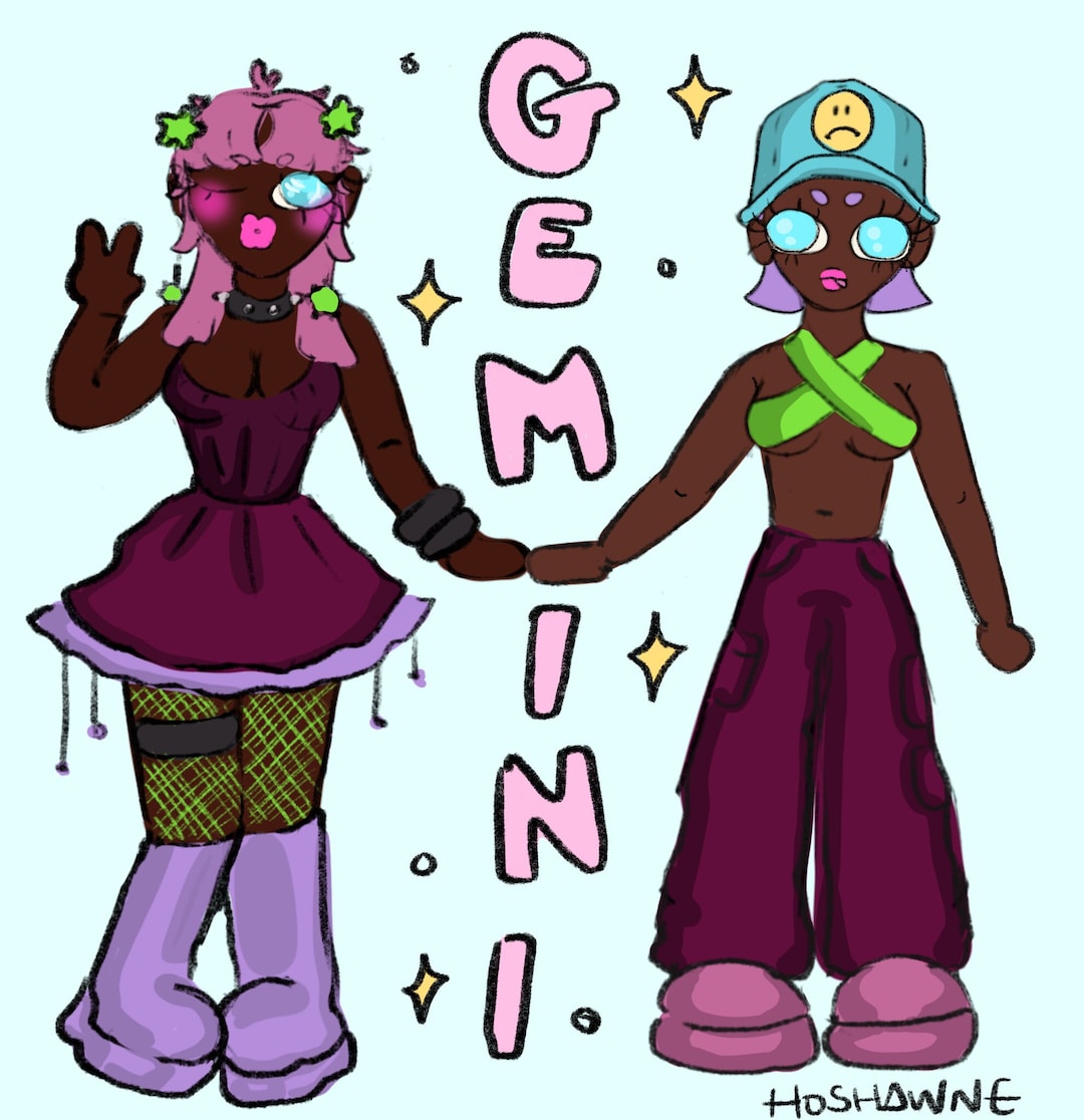 Gemini Twins Digital Art Print - Etsy