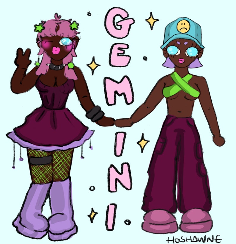 Gemini Twins Digital Art Print - Etsy