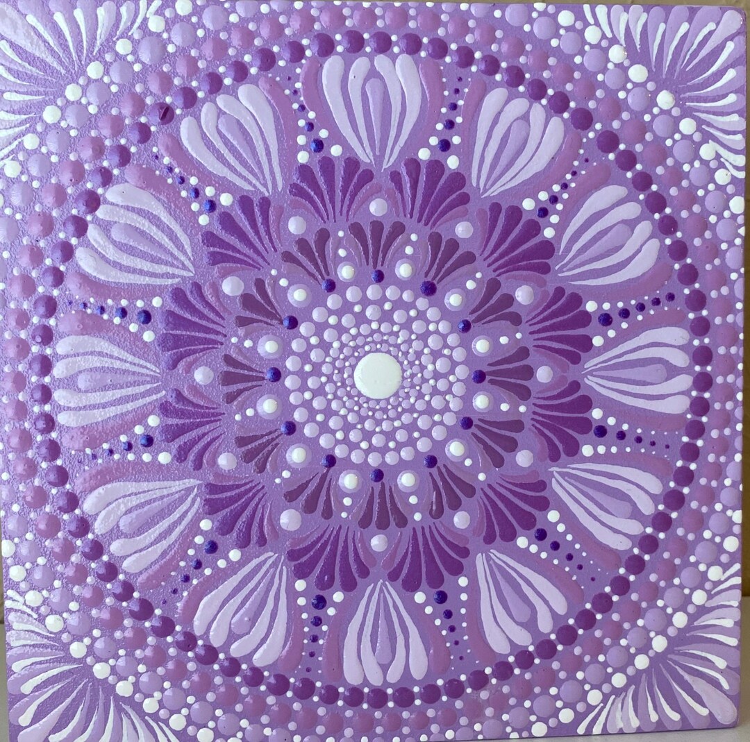 6 X 6 Inch Original Dot Mandala Painting on Wood. “lavender Field” - Etsy
