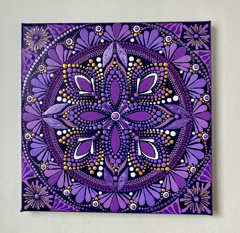 Royalty- 8 X 8 Inch Original Dot Mandala Painting on Canvas - Etsy