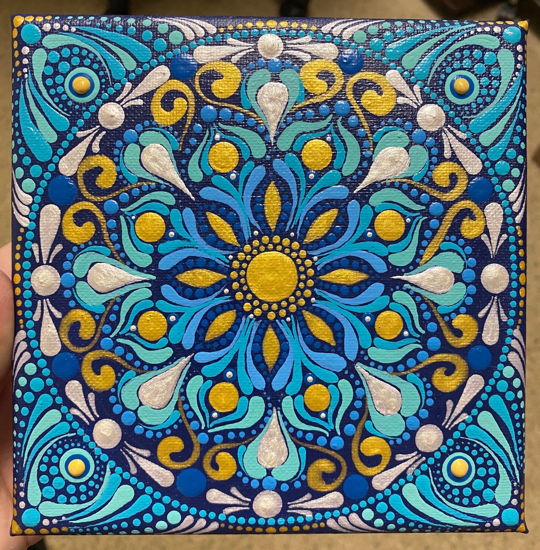 6 X 6 Inch Dot Mandala Painting on Canvas - Etsy
