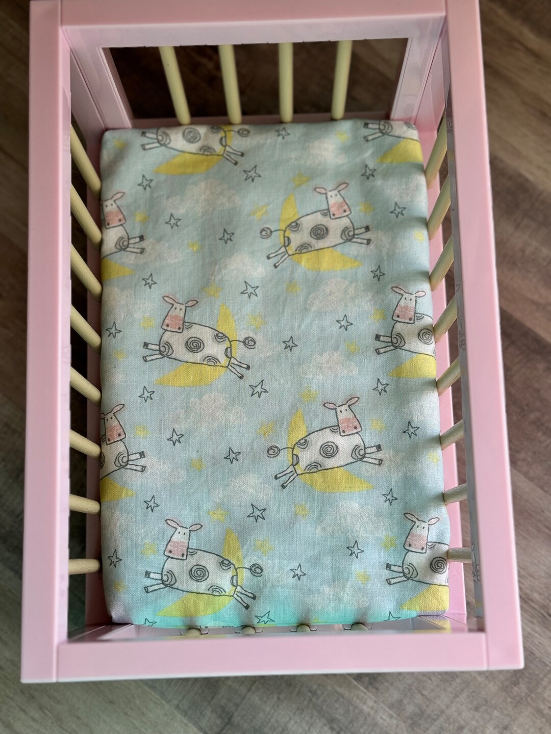8 Inch Doll Crib Mattress Cover, Cow Jumping Over the Moon Mattress ...
