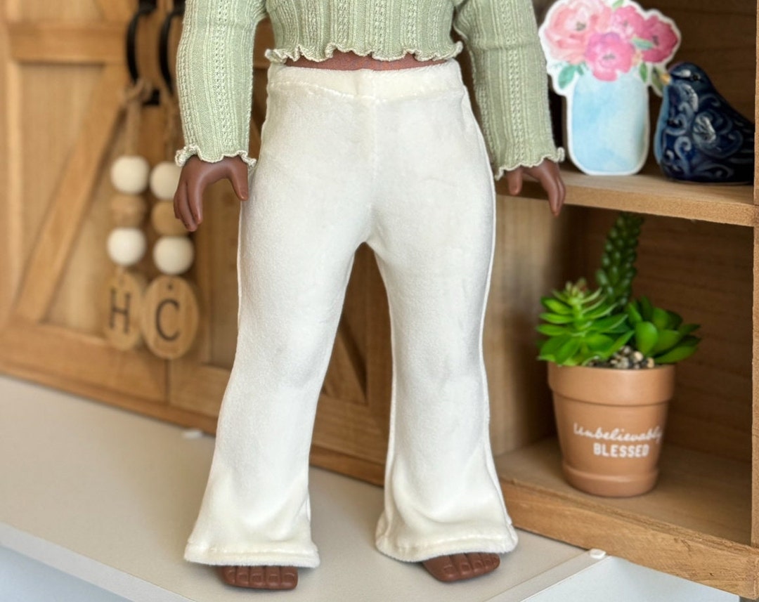 18" Doll Flare Pants, Ivory Super Soft Velvet Flare Pants Fits 18 ...