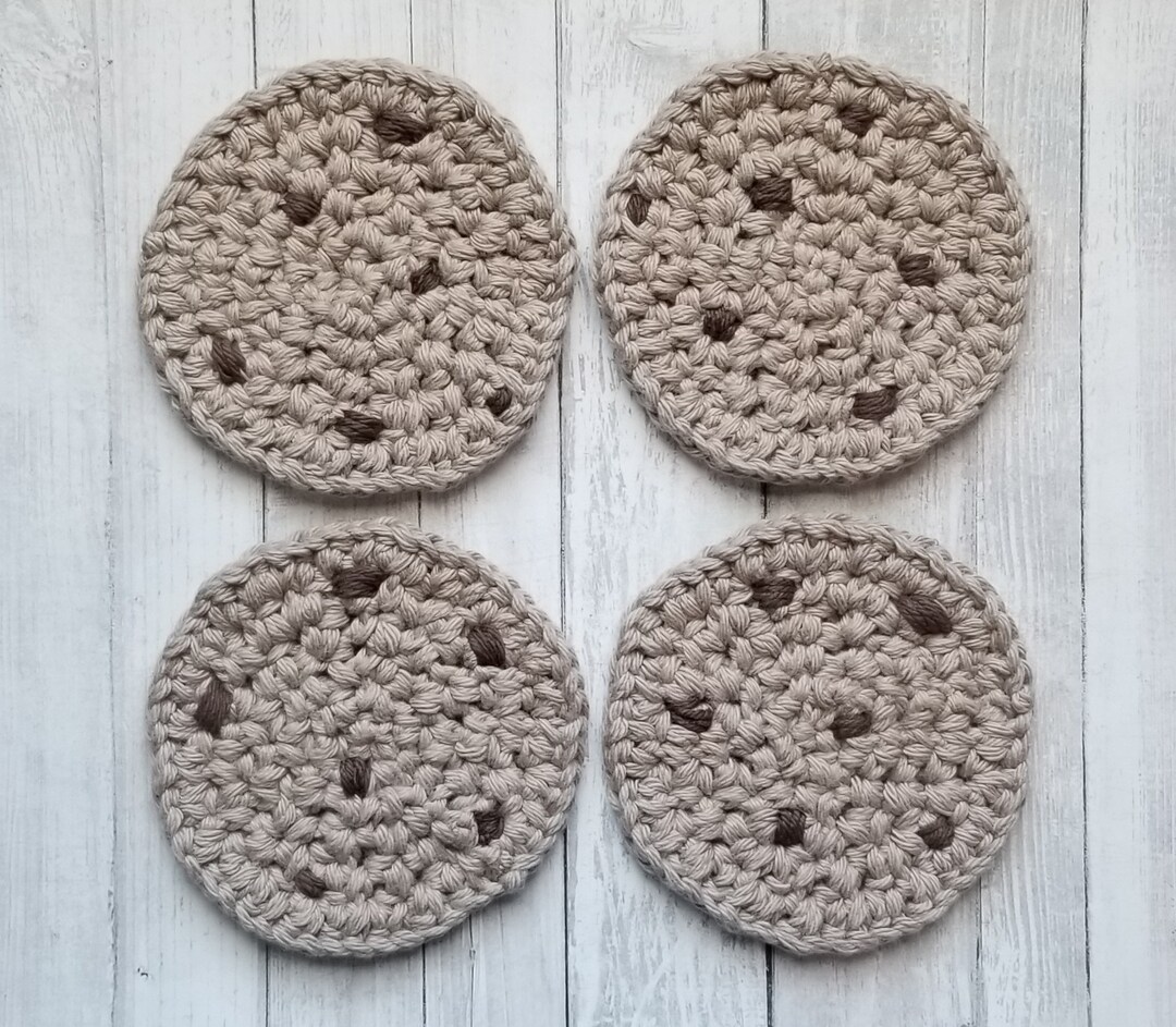 Chocolate Chip Cookie Coasters, Cookie Gift, Crochet Cookies ...