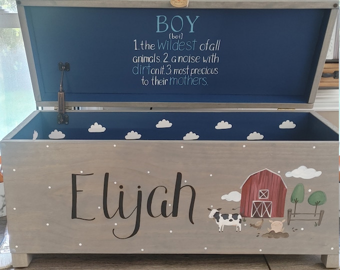 Toy Box Farm Yard Toy Chest Toy Bin Kids Toy Chest - Etsy