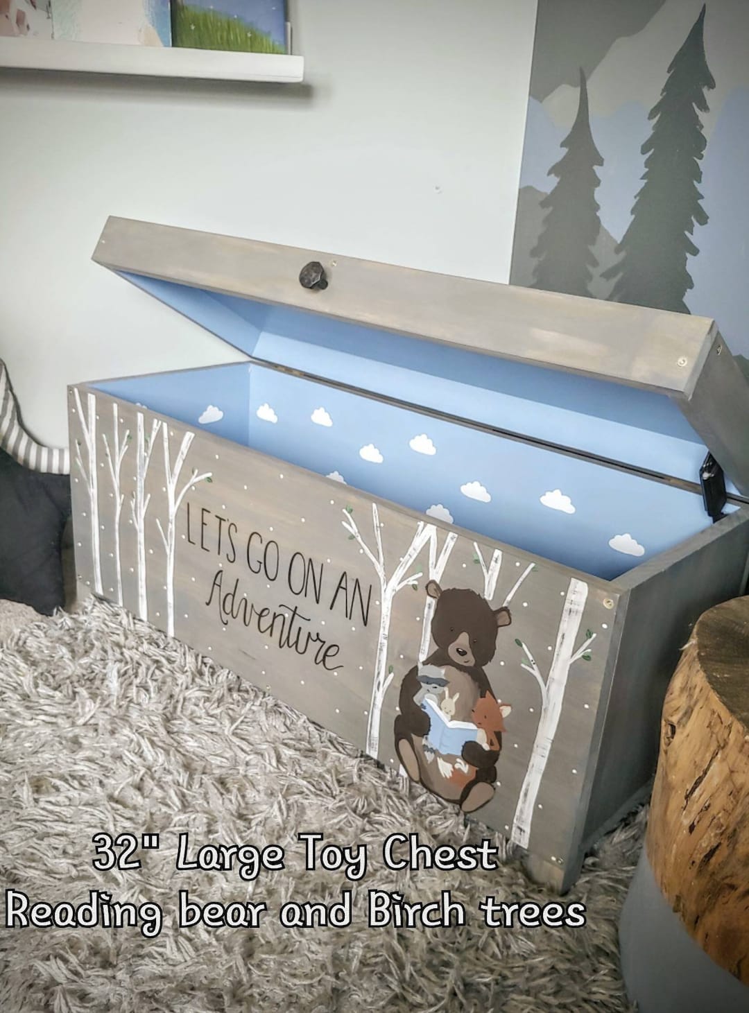 Toy Box | Large Toy Box | Hand Painted| Toy Bin | Kids Toy Chest | Wood ...