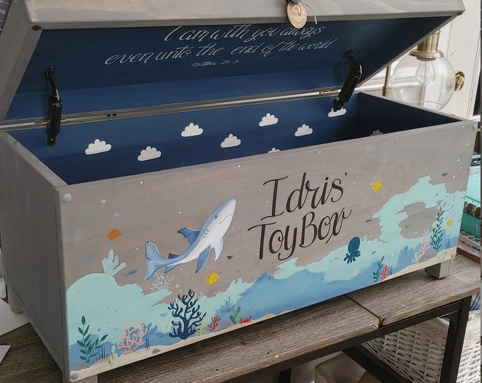 Toy Box Underwater Shark Toy Chest Kids Toy Chest Wood - Etsy
