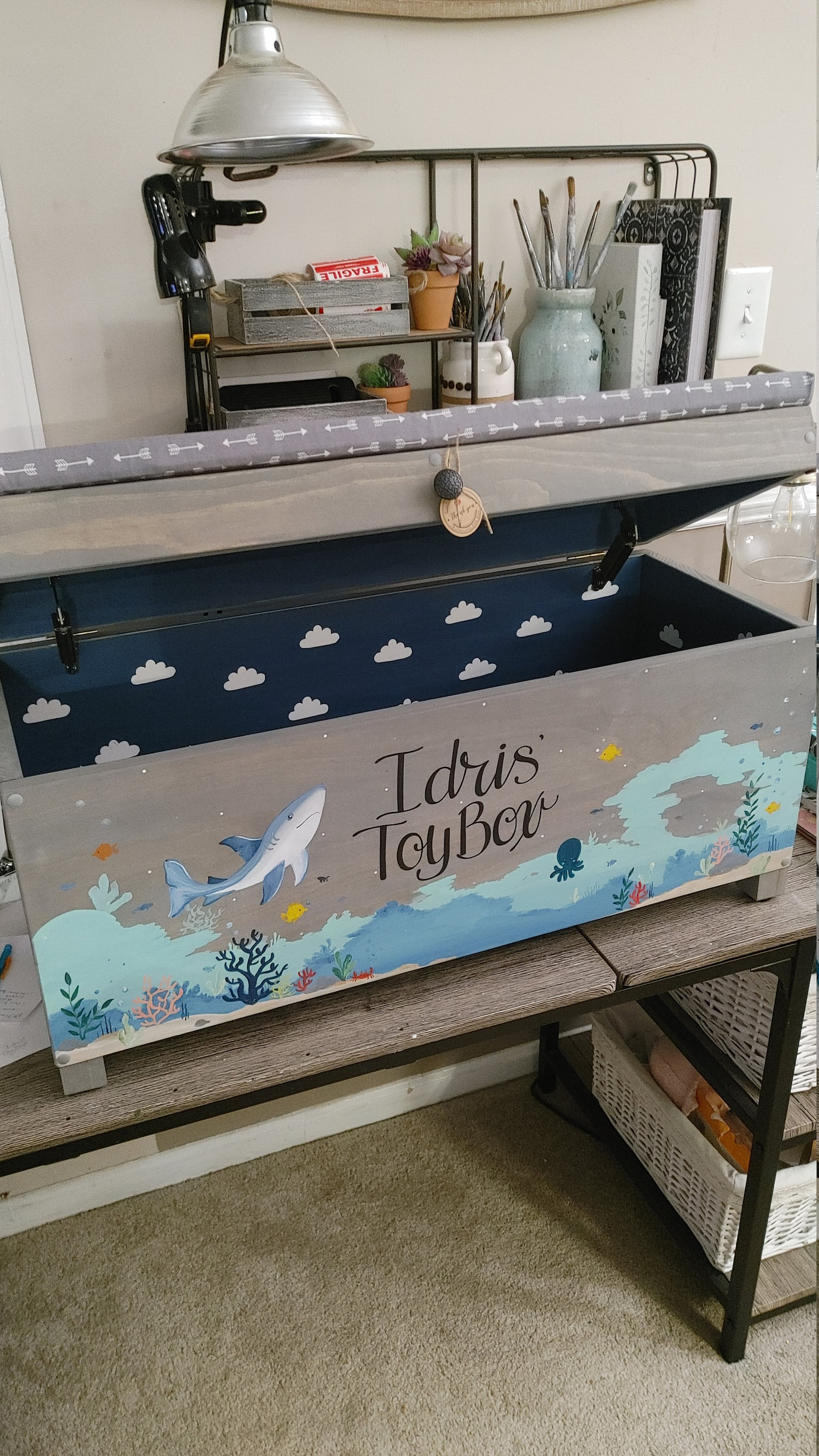 Toy Box | Underwater Shark Toy Chest | Kids Toy Chest | Wood Toy Box ...