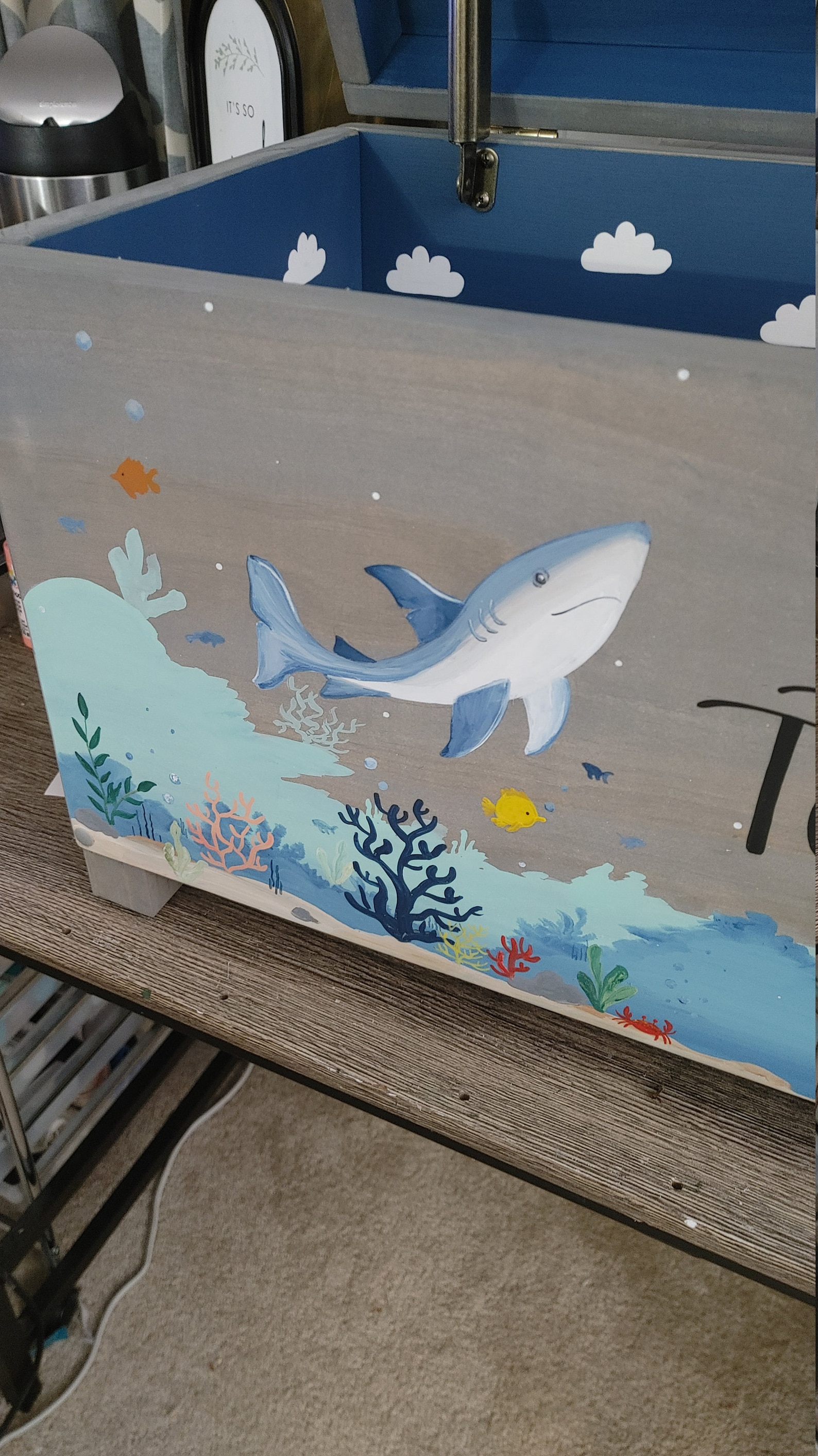 Toy Box | Underwater Shark Toy Chest | Kids Toy Chest | Wood Toy Box ...