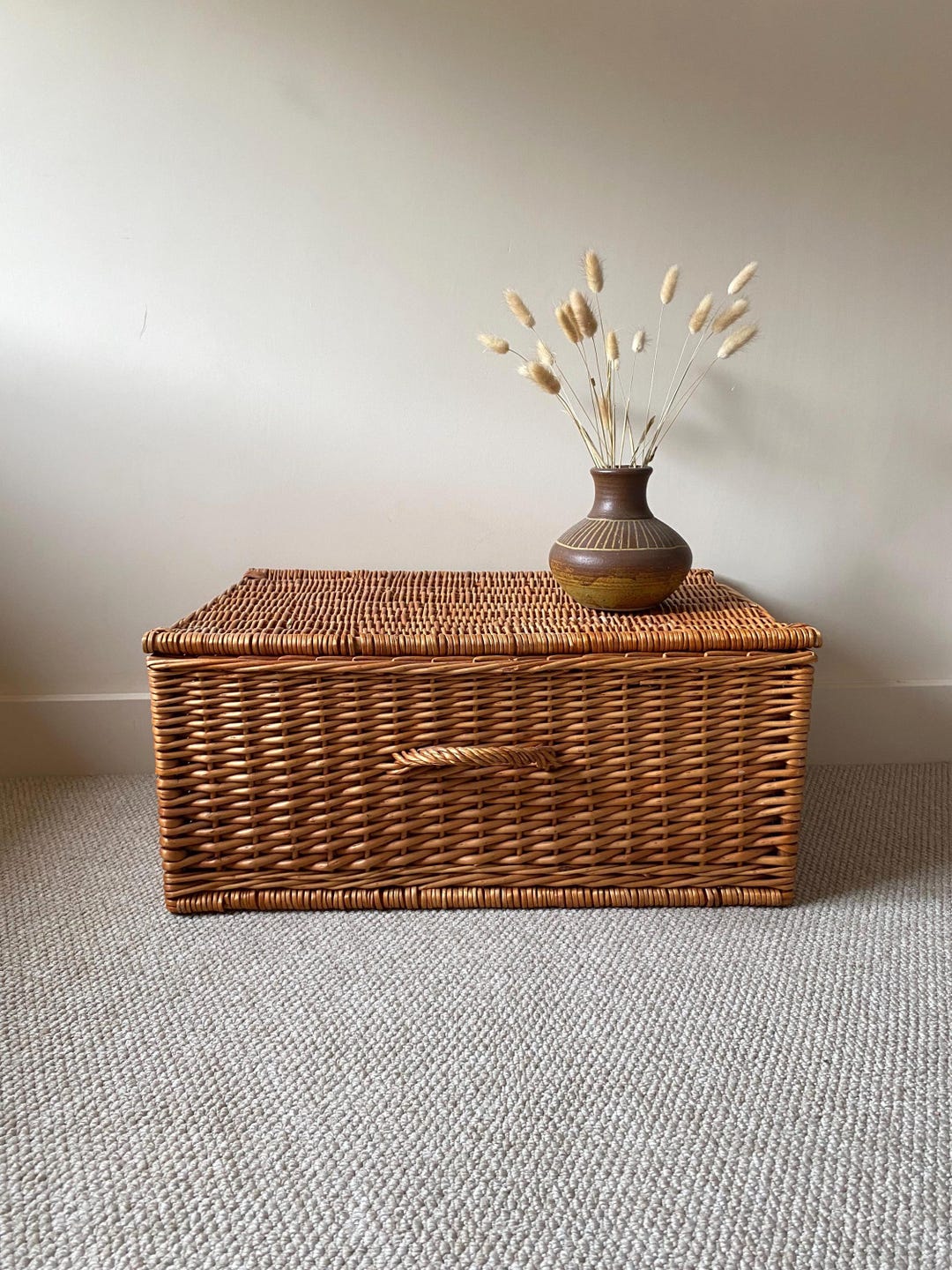 Vintage Large Wicker Trunk - Etsy