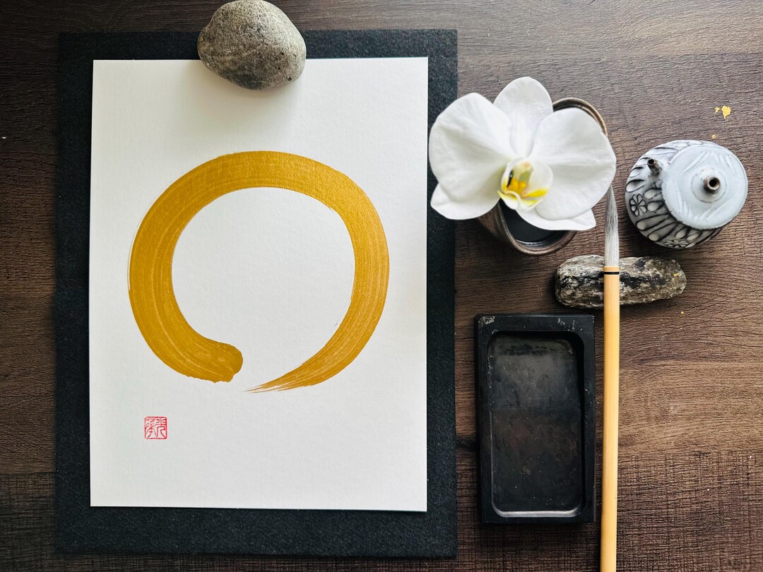 Enso Zen Circle Gold Original Japanese Calligraphy,shodo, Kanji, Zen ...