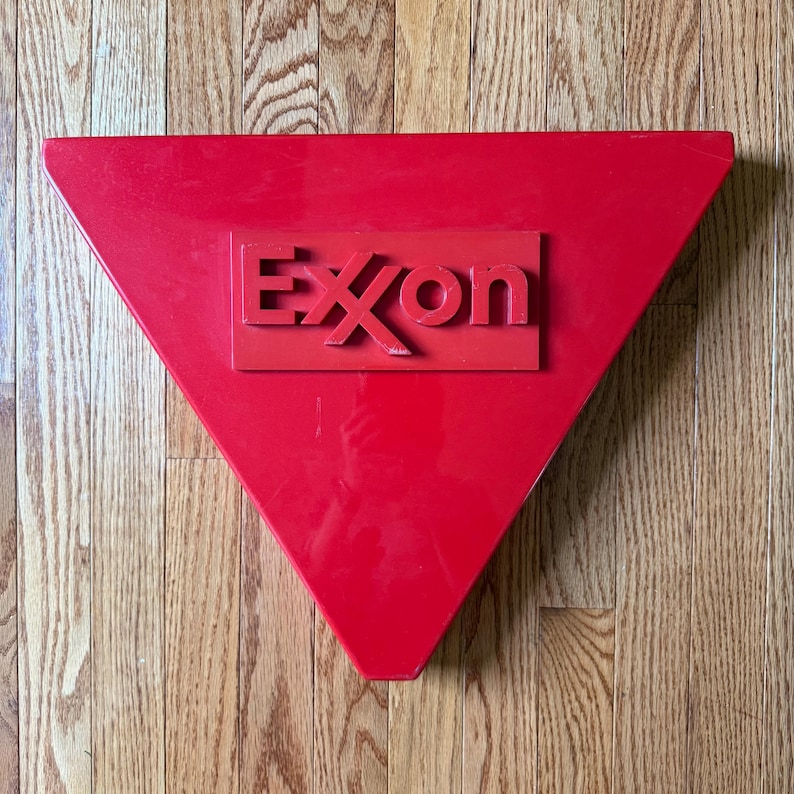 Vintage Exxon Gas Station Pump Sign Insert Red Plexiglass Plastic ...
