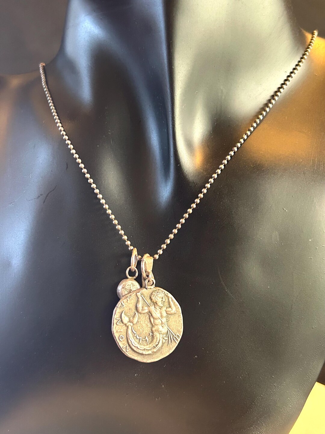 Male Trident Neptune Poseidon Silver Water Drops Necklace - Etsy