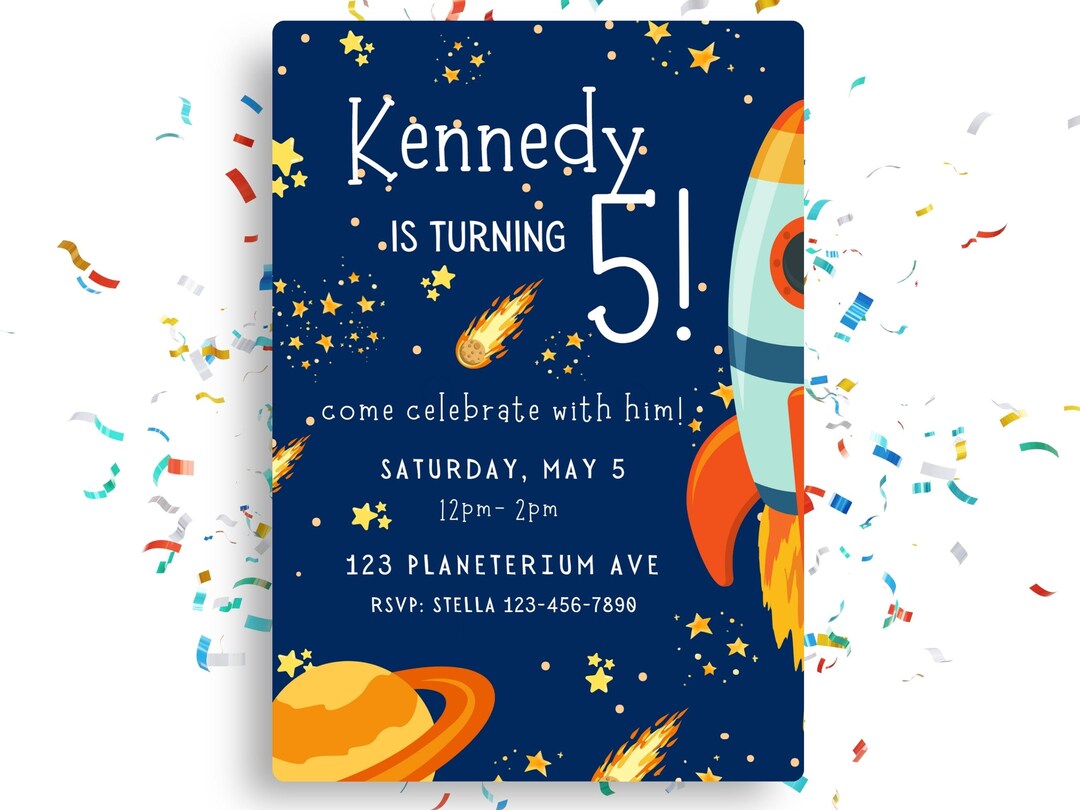 Kids Birthday Party Invitation, Printable Outer Space Birthday ...