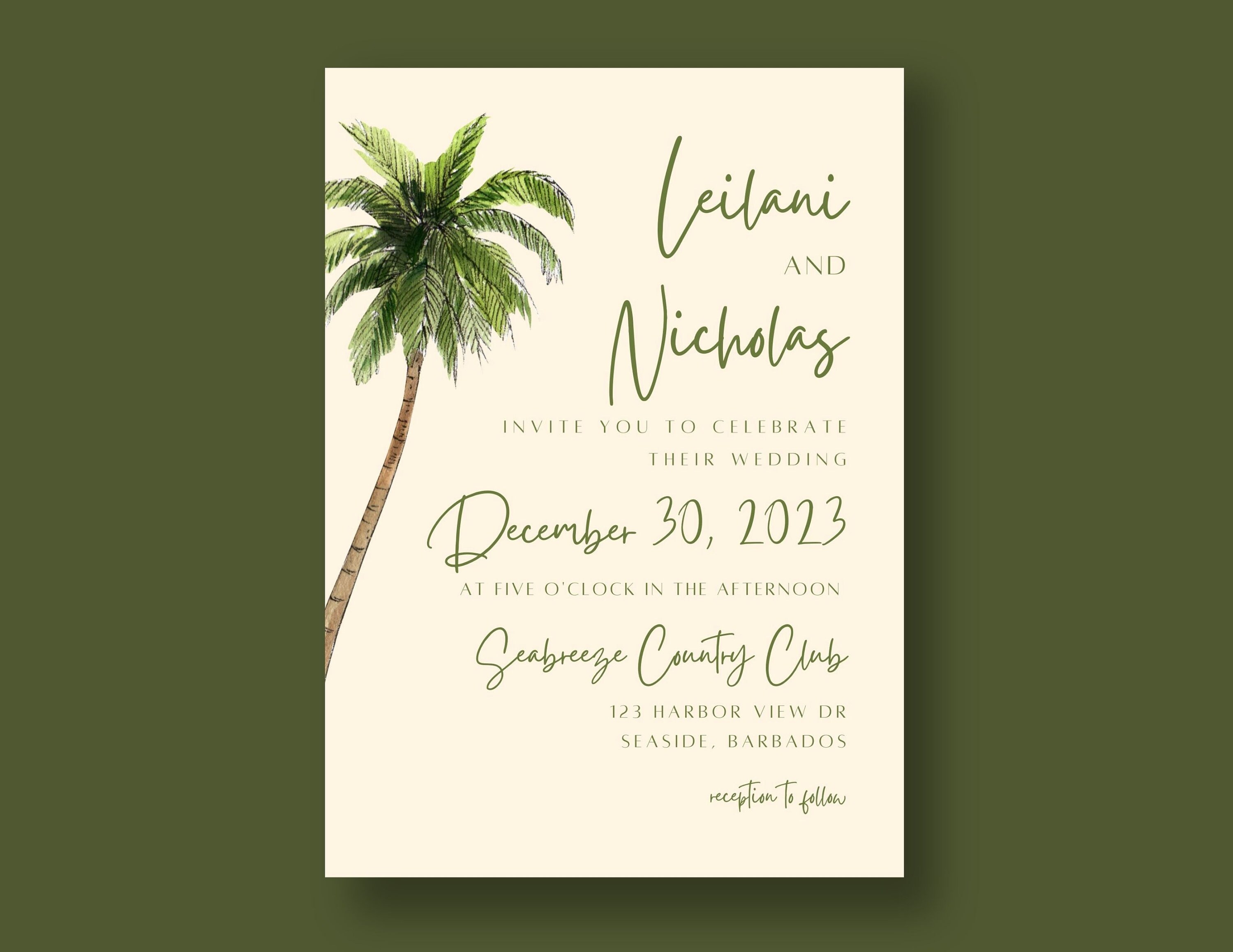 Destination Wedding Invitation, Beach Wedding Invitation, Tropical ...