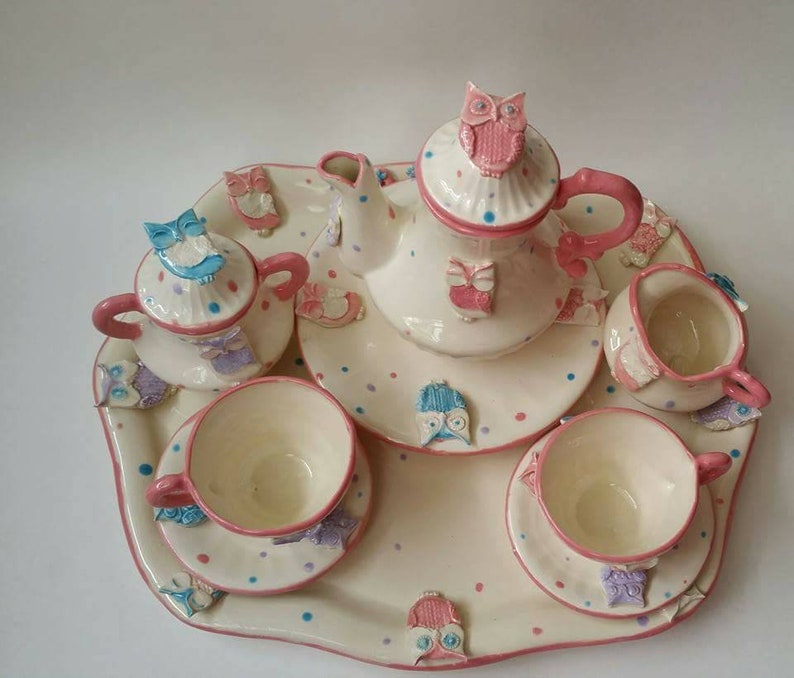 Owl Child Sized Tea Set Woodland Tea Set | Etsy