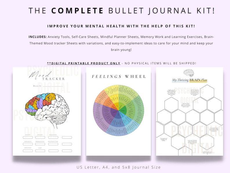 Depression Mood Tracker and Printable Bullet Journal | Etsy
