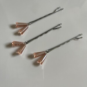 Light Pink Hanging Double Glass Bead Bobby Pin - Etsy