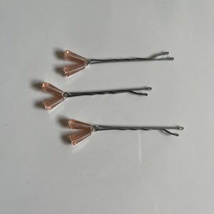 Light Pink Hanging Double Glass Bead Bobby Pin - Etsy