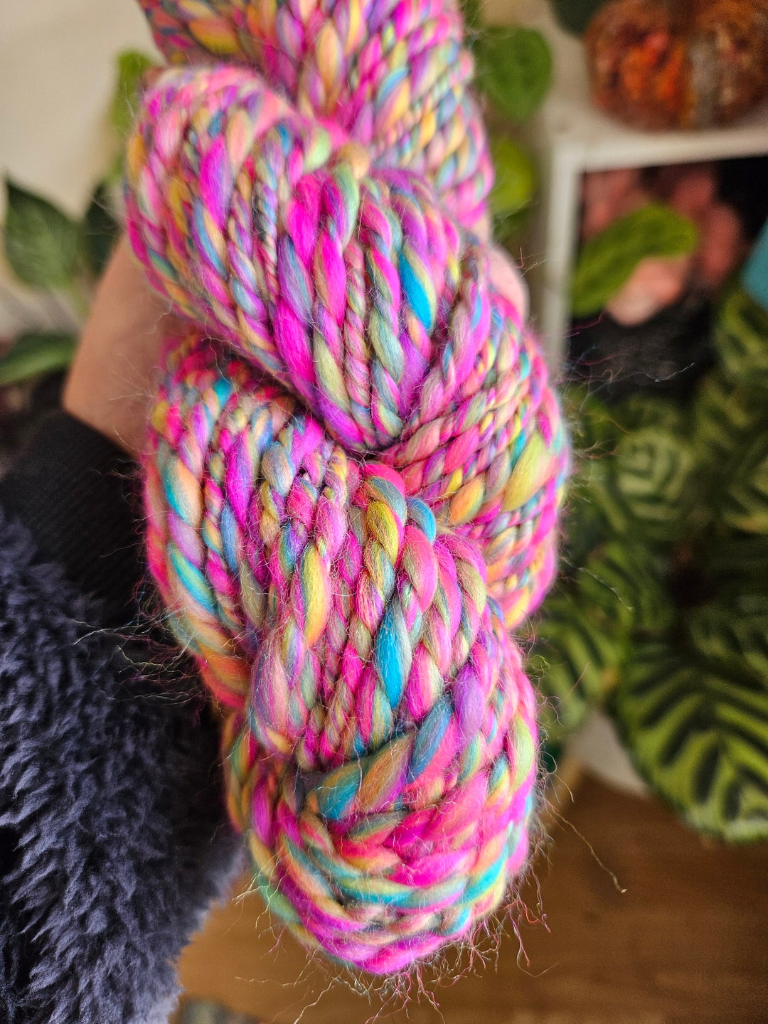 Handspun Yarn, Neon Mix 82 Yards 123 G Summer Vibes Worsted - Etsy